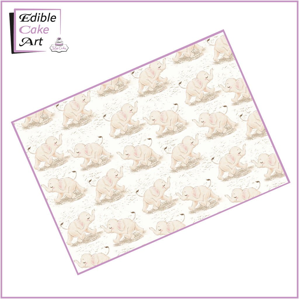 Baby Elephant Icing Sheet Cake Wrap - Edible Cake Art