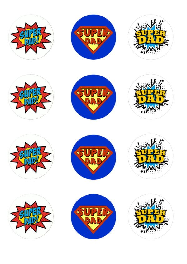 Super Dad Cupcake Toppers - Edible Cake Art