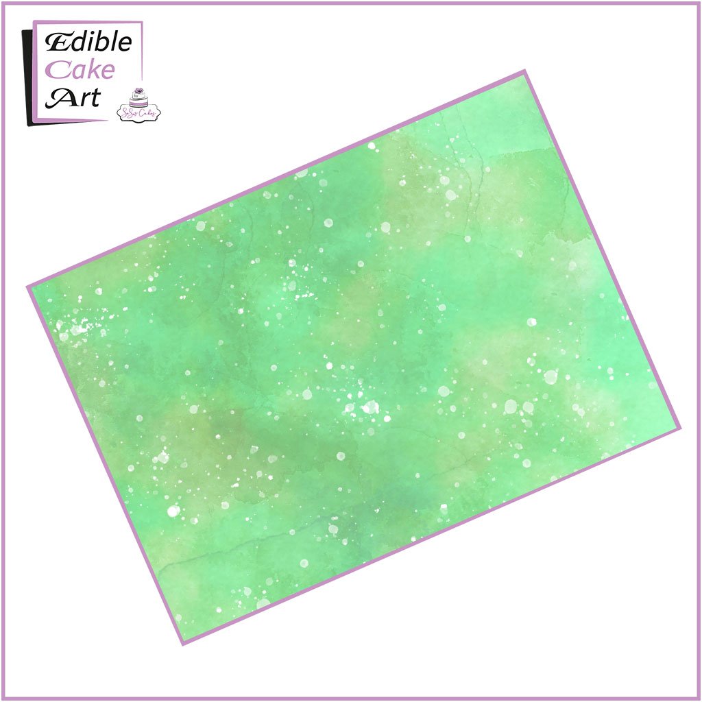 Blue and Green Watercolour Flowers Cake Wrap - Edible Cake Art