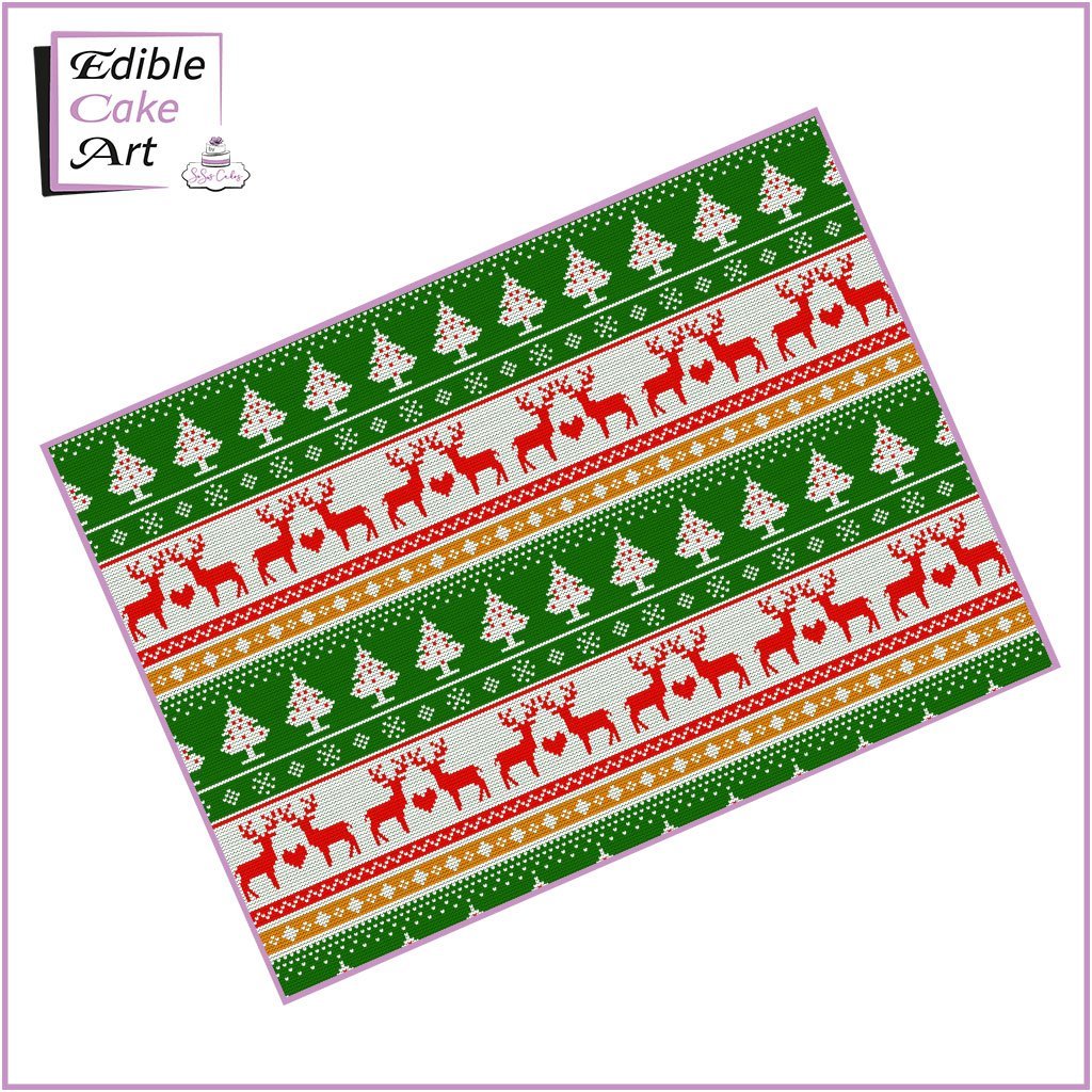 Green Christmas Jumper Cake Wrap - Edible Cake Art