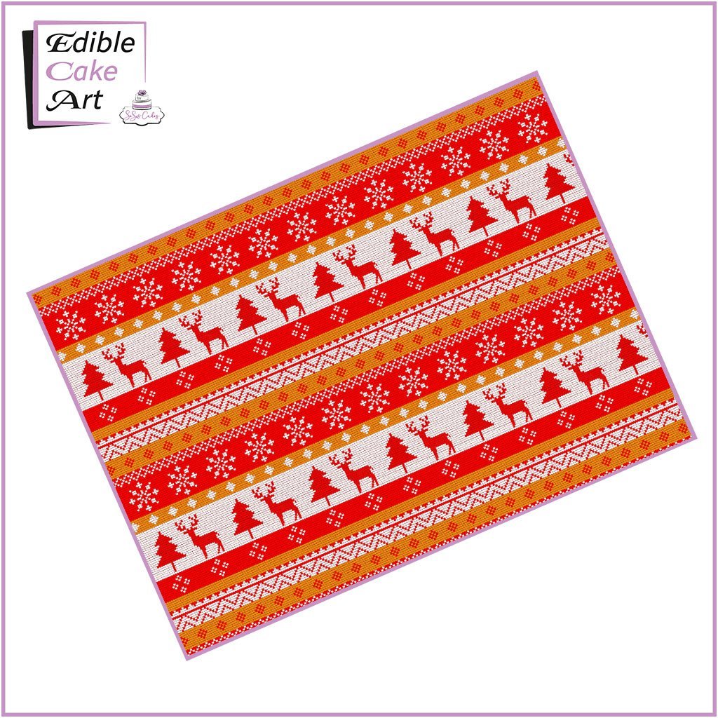 Red Christmas Jumper Cake Wrap - Edible Cake Art