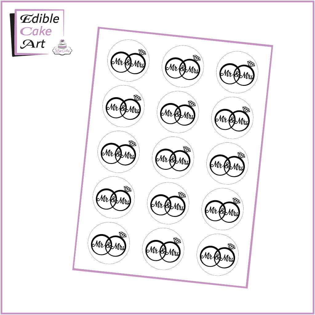 Mr & Mrs Cupcake Toppers - Edible Cake Art