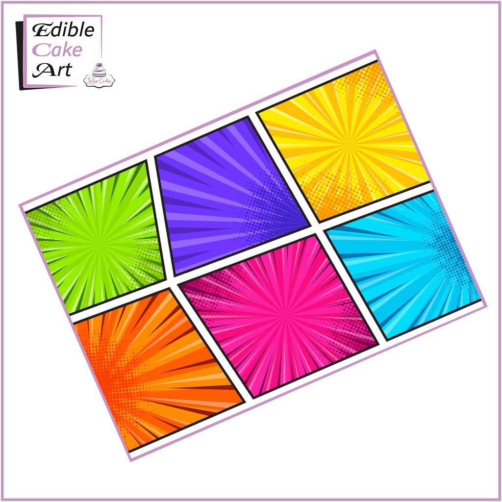 Comic Style Background Cake Wrap -Design 1 - Edible Cake Art