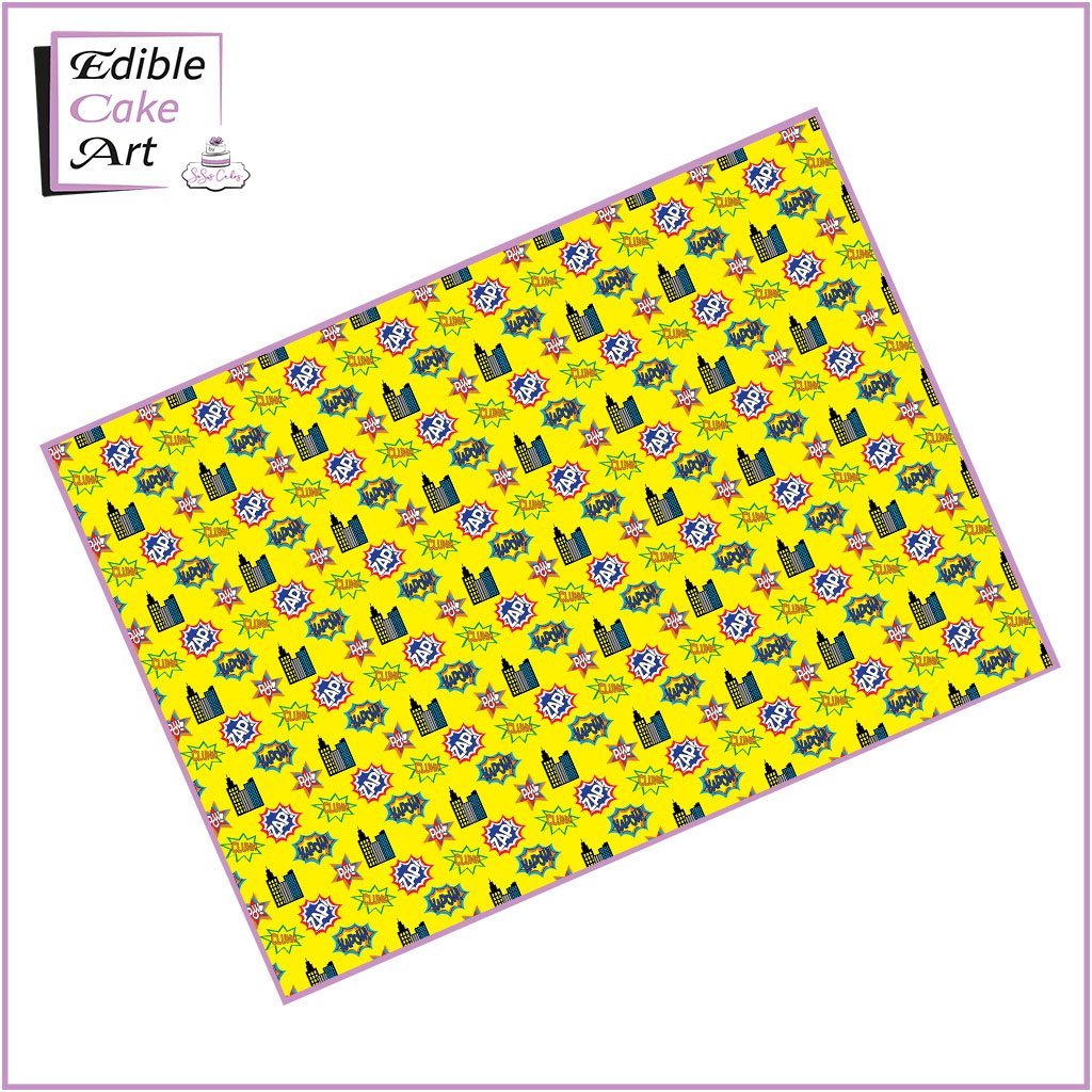 Comic Style Cake Wrap Design 1 - Edible Cake Art