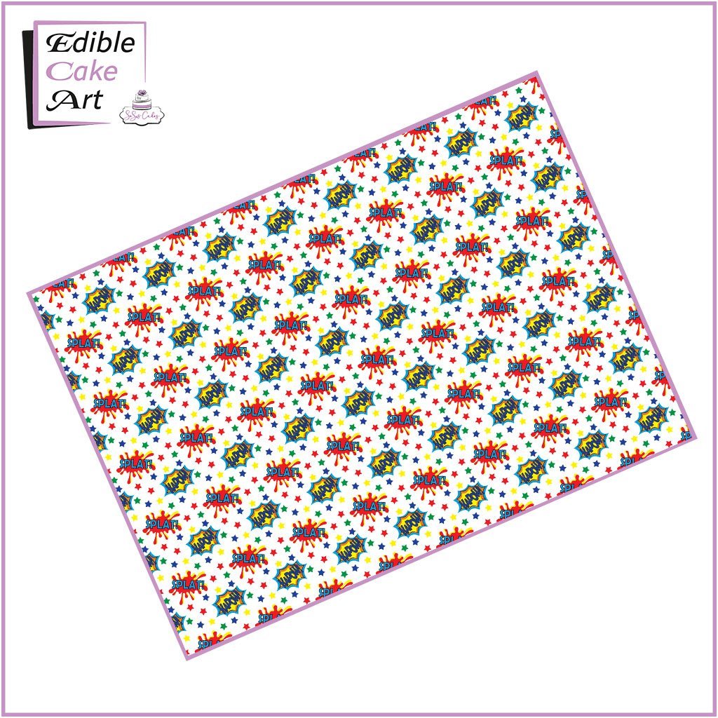 Comic Style Cake Wrap -Design 2 - Edible Cake Art