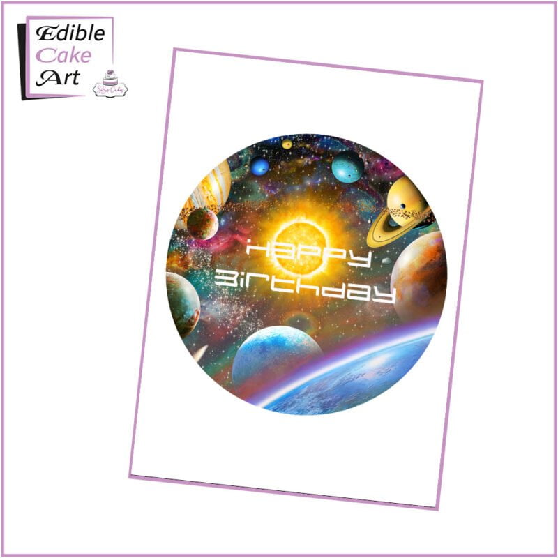 Space Themed Cake Topper - Design 1 - Edible Cake Art